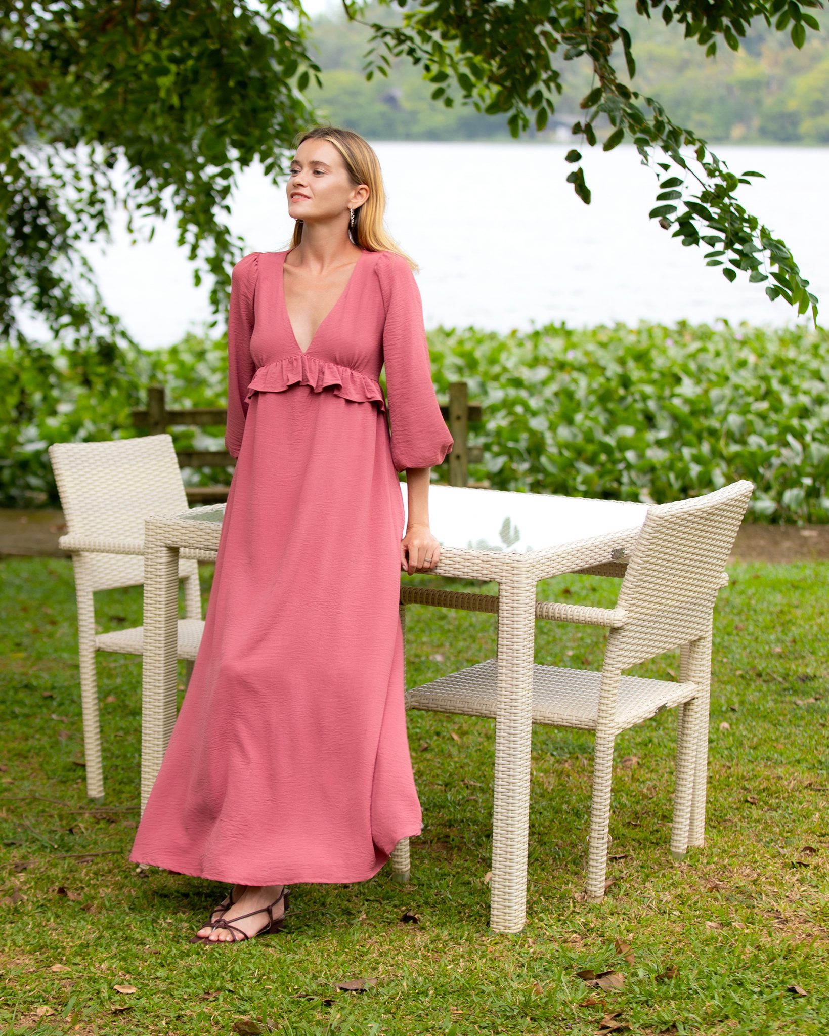 Deep Neck Long Dress – Mostra Online Clothing Store
